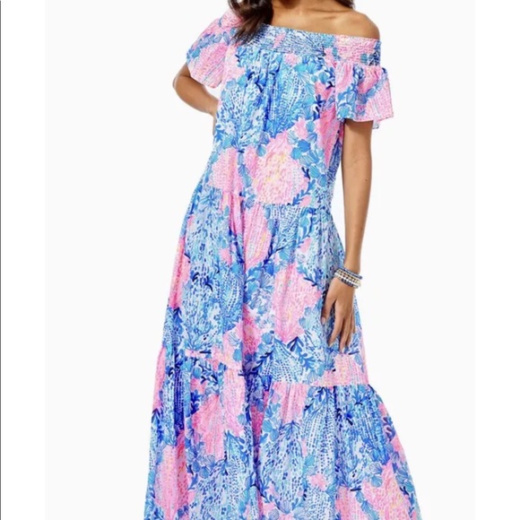 Lilly Pulitzer | Dresses | Lilly Pulitzer Dezi Off Shoulder Maxi Dress Sway With Me | Poshmark